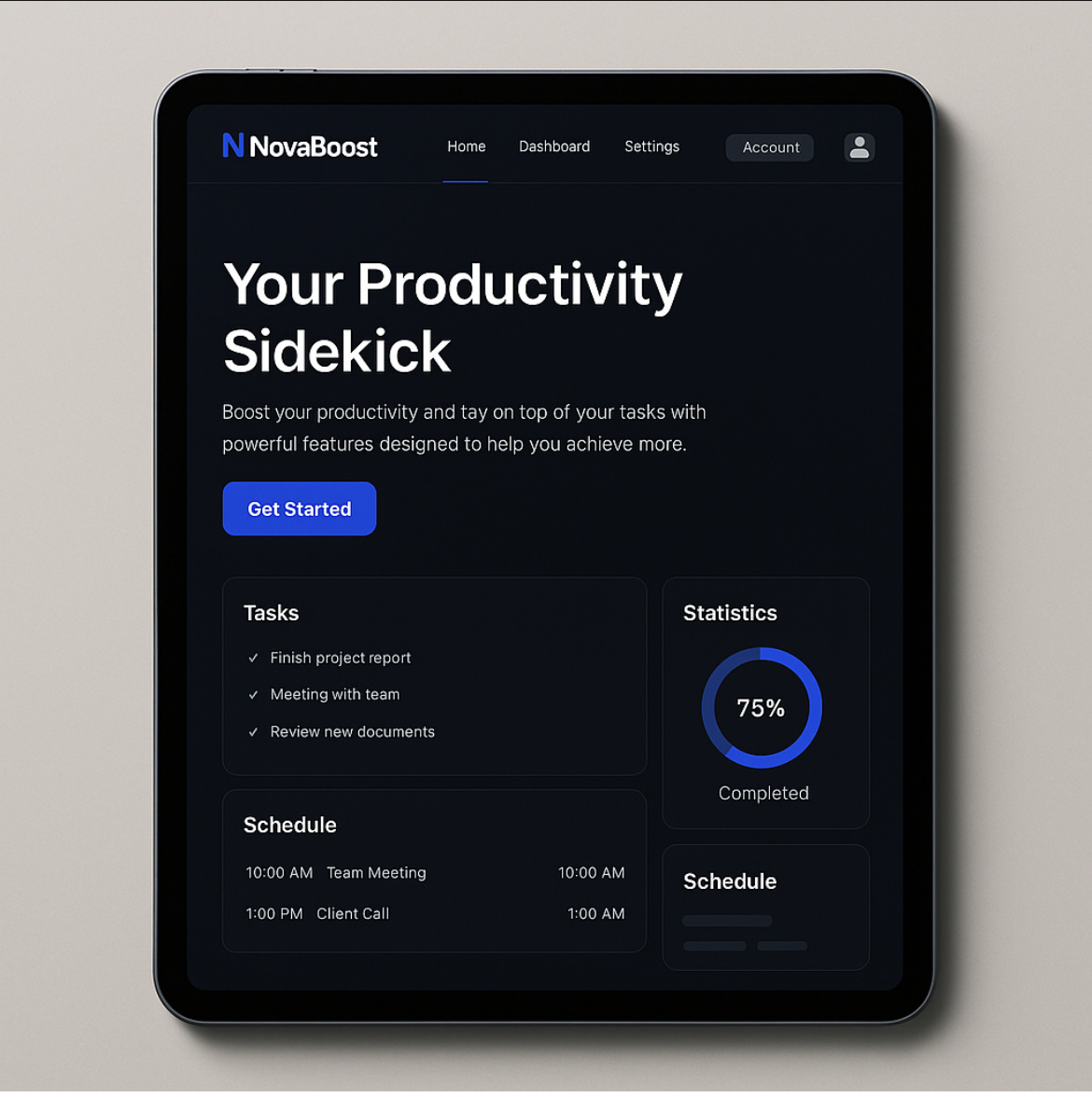 Productivity dashboard by Aquila on Dribbble
