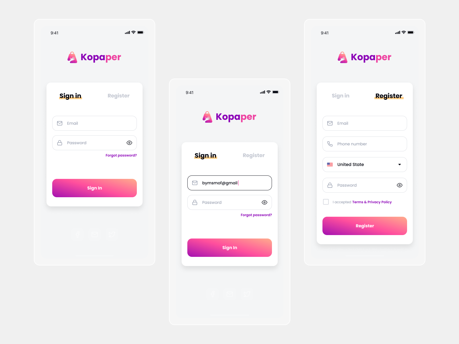 eCommerce Mobile App Log-In and Registration Page by Md Rafatul Islam ...