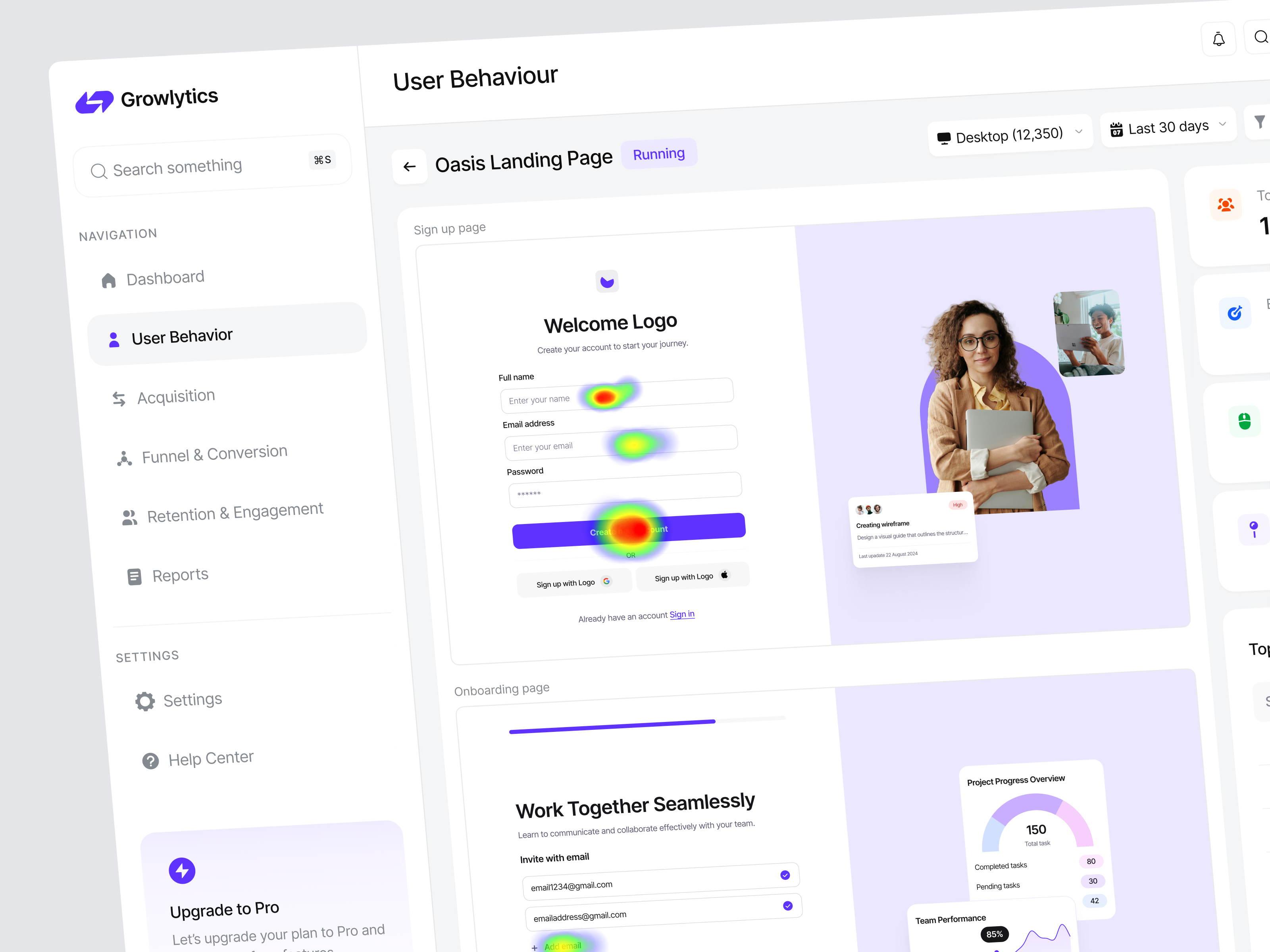 User Behavior Dashboard – Heatmap Tracking by Budiarti R. on Dribbble