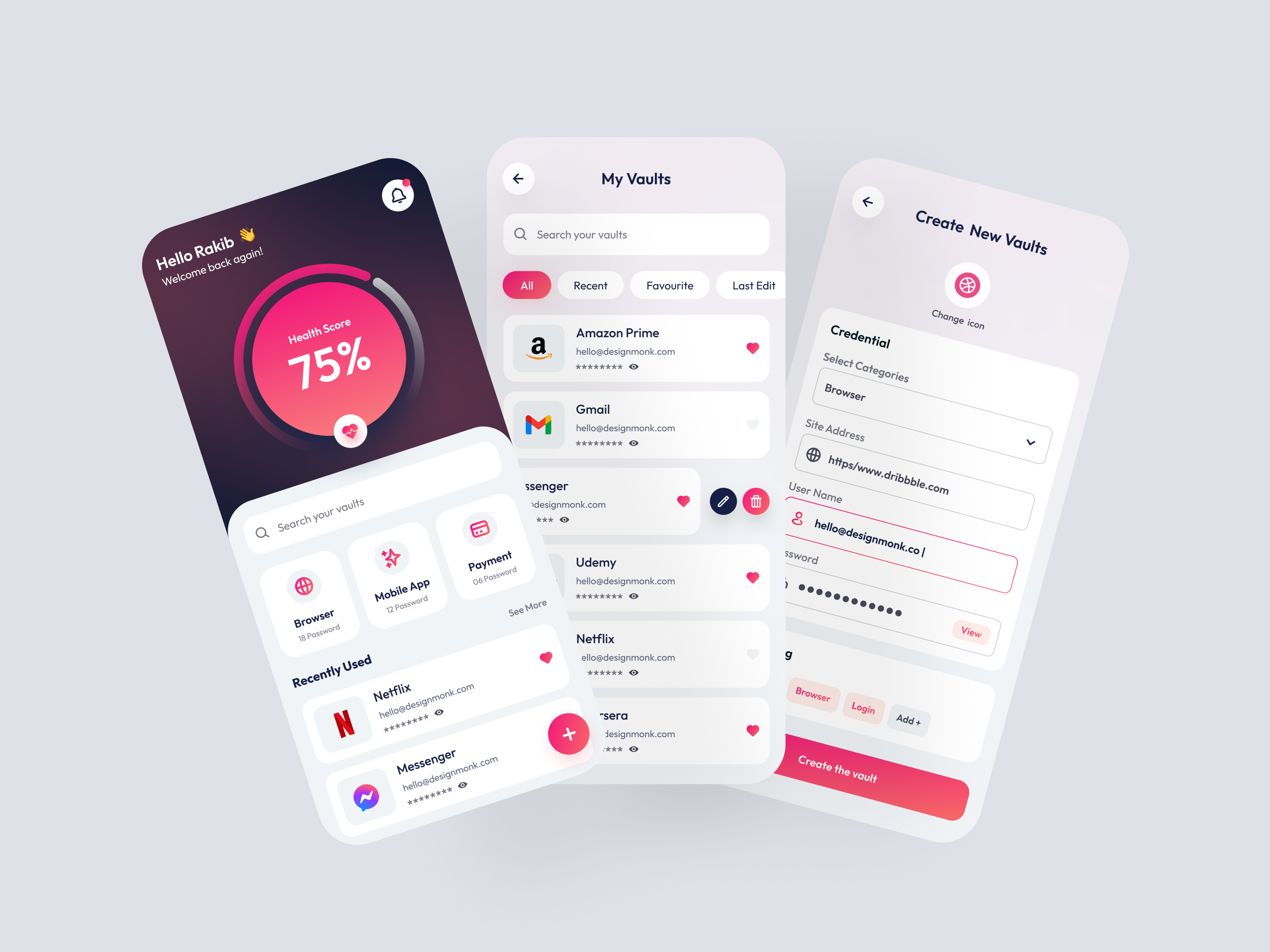Password Manager App UI Concept [Free Figma File] by Design Monks - UX ...