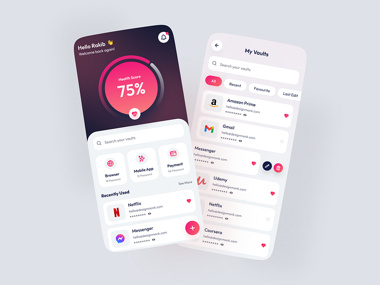 Password Manager App UI Concept [Free Figma File] by Design Monks for ...