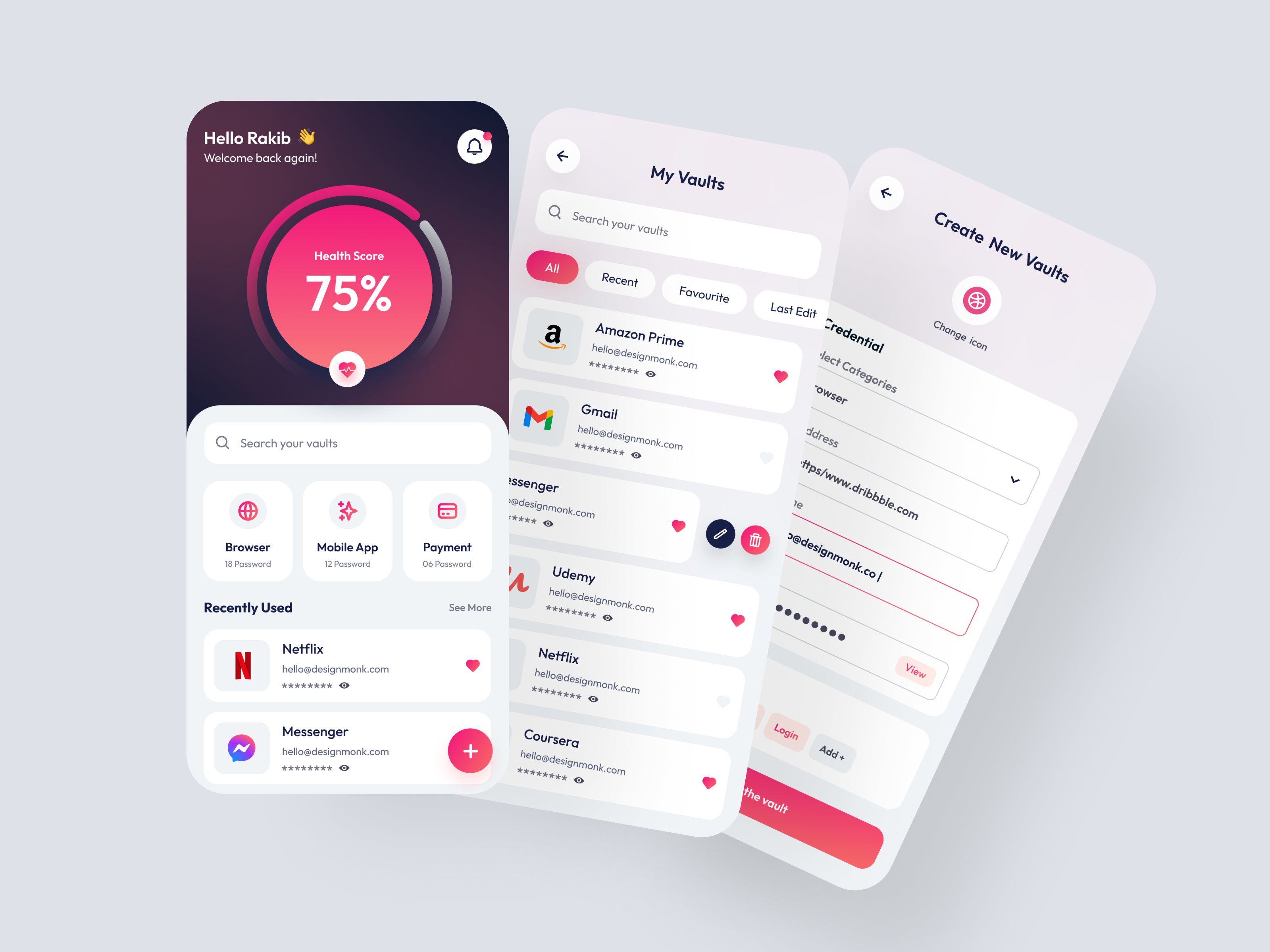 Password Manager App UI Concept [Free Figma File] by Design Monks - UX ...