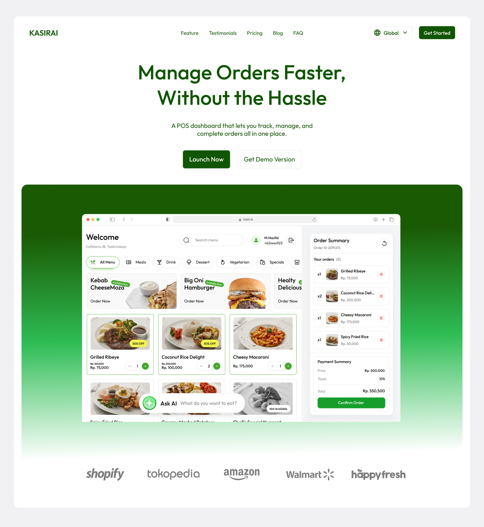 KASIR AI - POS Dashboard Website - Hero Section by Mochammad Naufal 🦅 ...