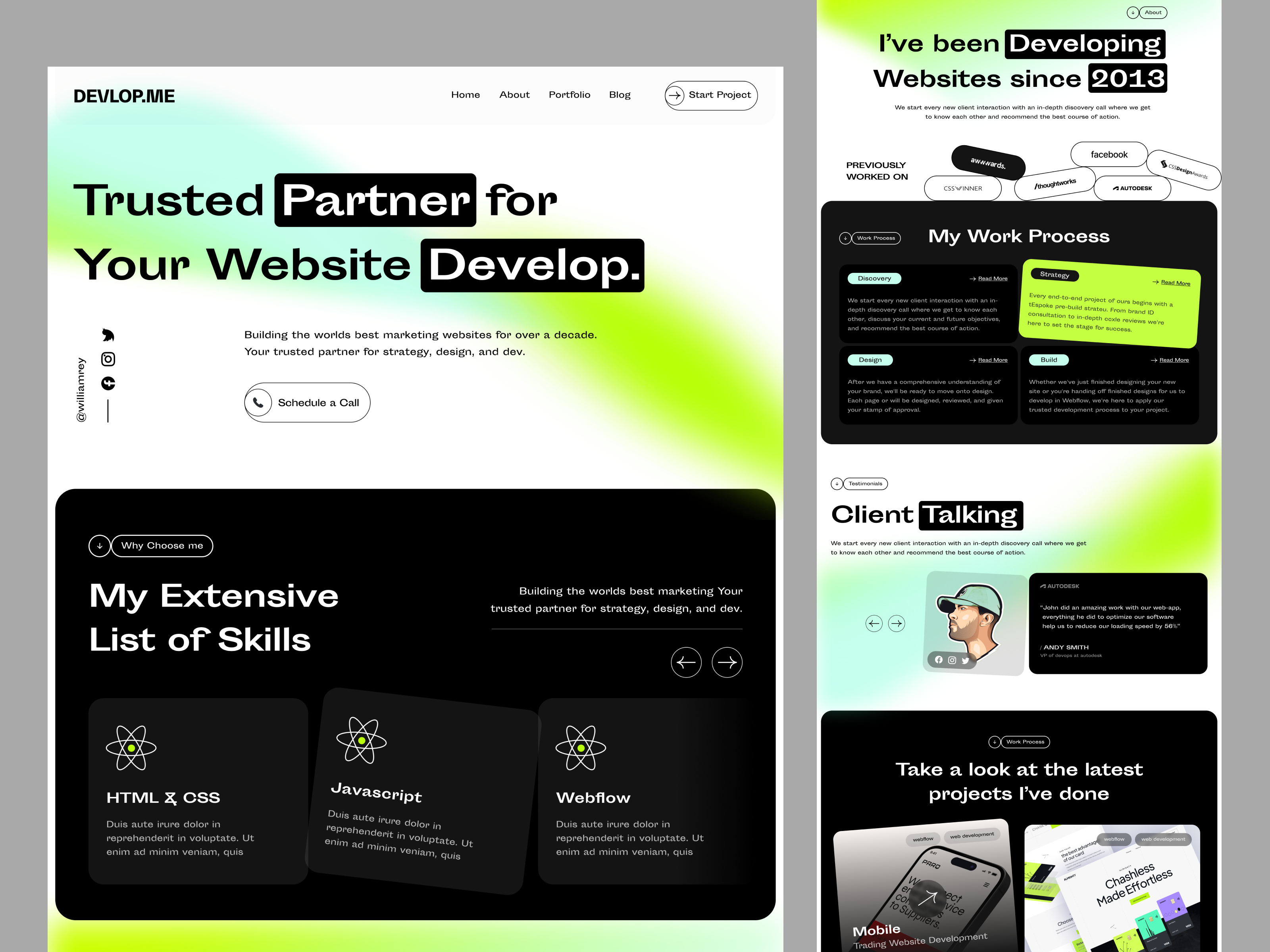 Developer portfolio landing page by M. Rahman for UIHUT - UI UX Design ...