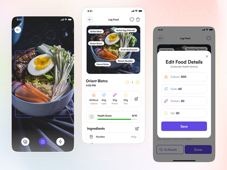 AI-Powered Food Logger App – SaaS UI Experience by Deluwar Rahi on Dribbble
