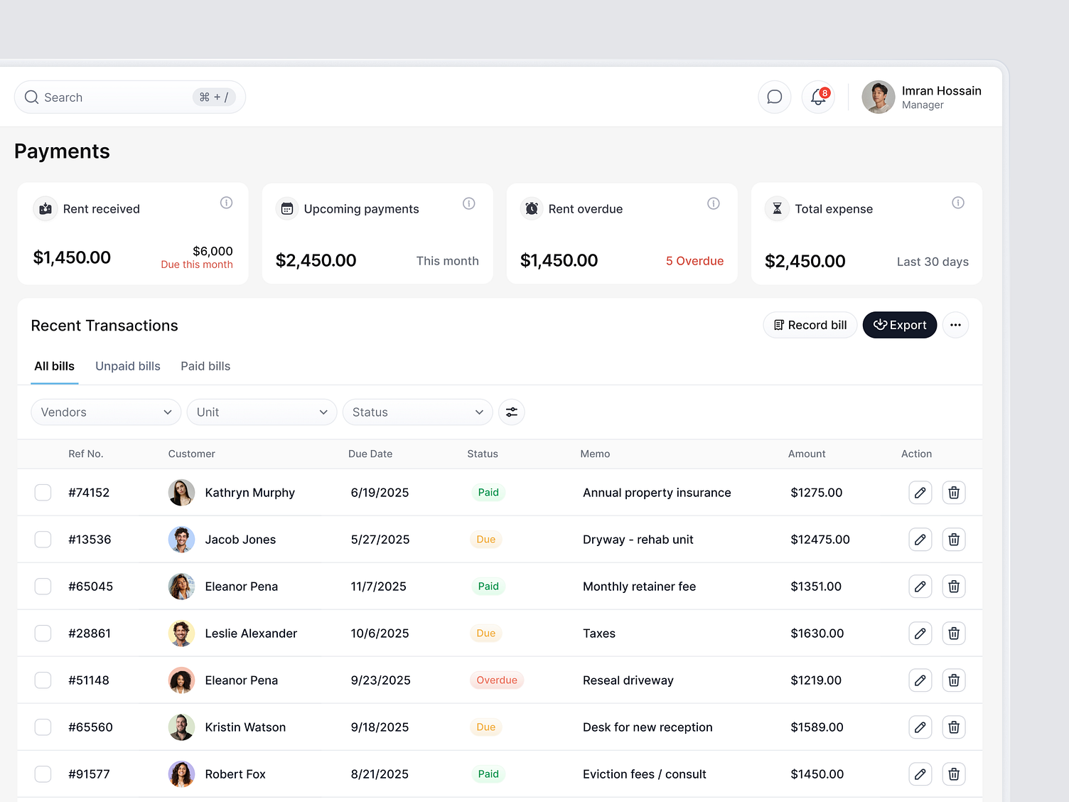Proptech Payment Dashboard by Musemind SaaS for Musemind on Dribbble