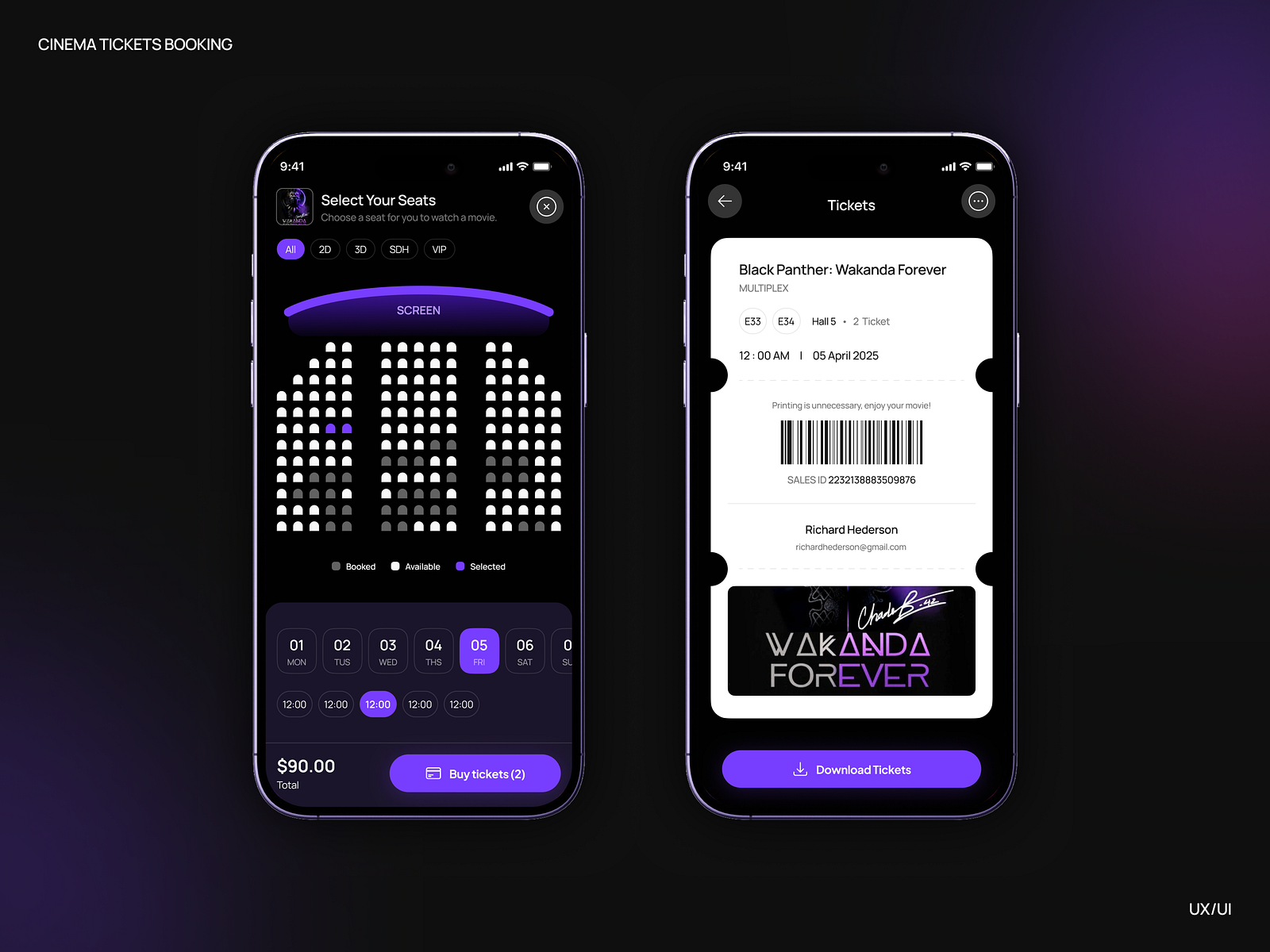 Cinema Tickets Booking by Daria Kushnir on Dribbble