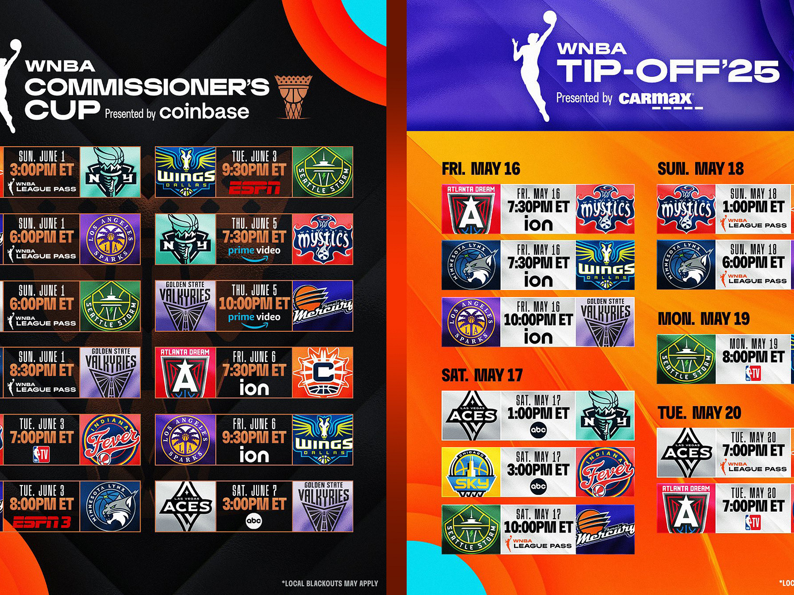 WNBA Schedule Graphics by Justin Garand on Dribbble