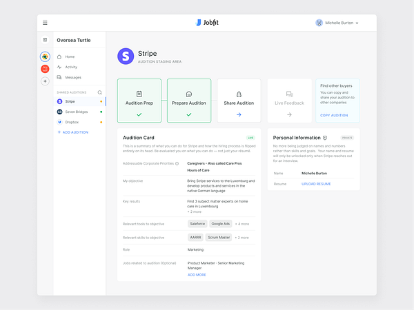 Jobfit web app design — job seeker interface by Milos Bojkovic on Dribbble