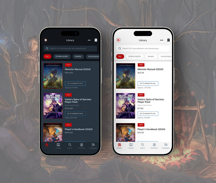 Dnd beyond - dark vs light by Joshua Mormino on Dribbble
