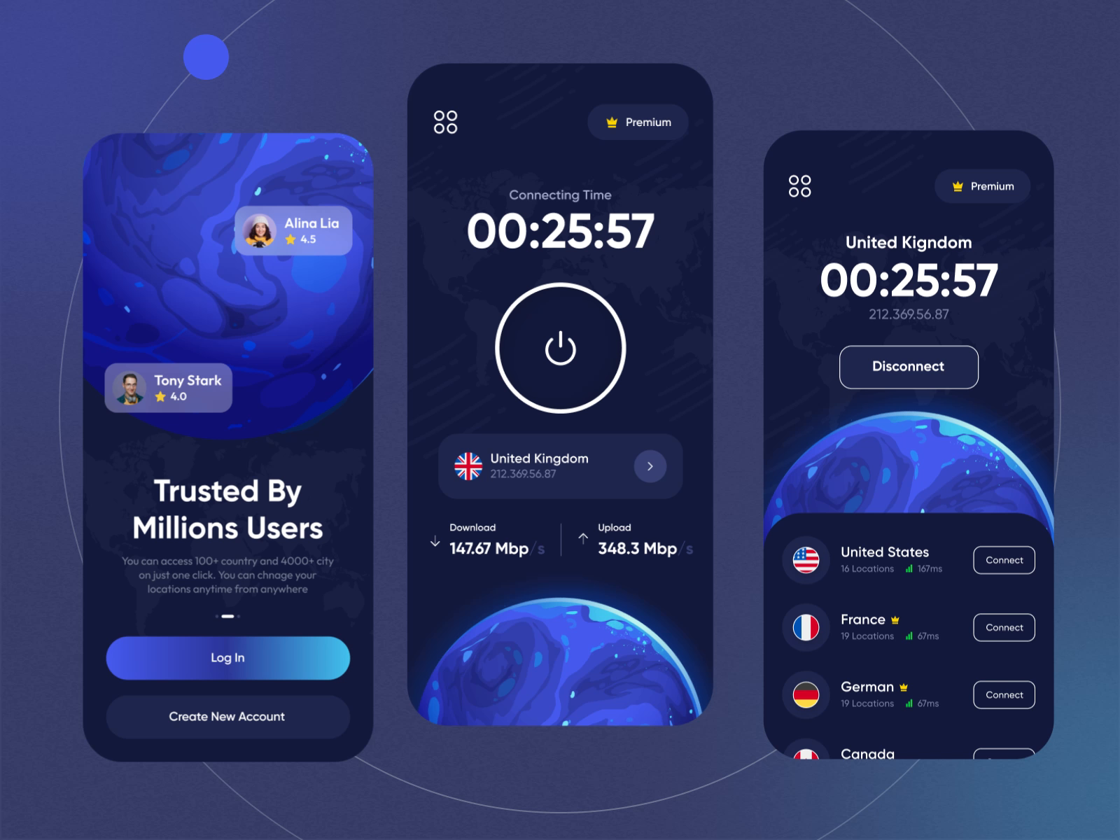 VPN App UI Animation by Adom on Dribbble