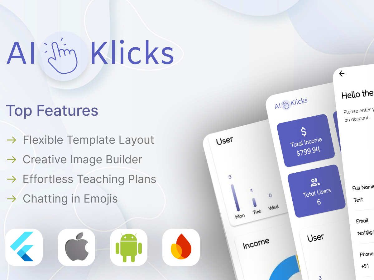 AI-Powered Flutter Mobile App UI- AiKlick by Pixelwibes on Dribbble