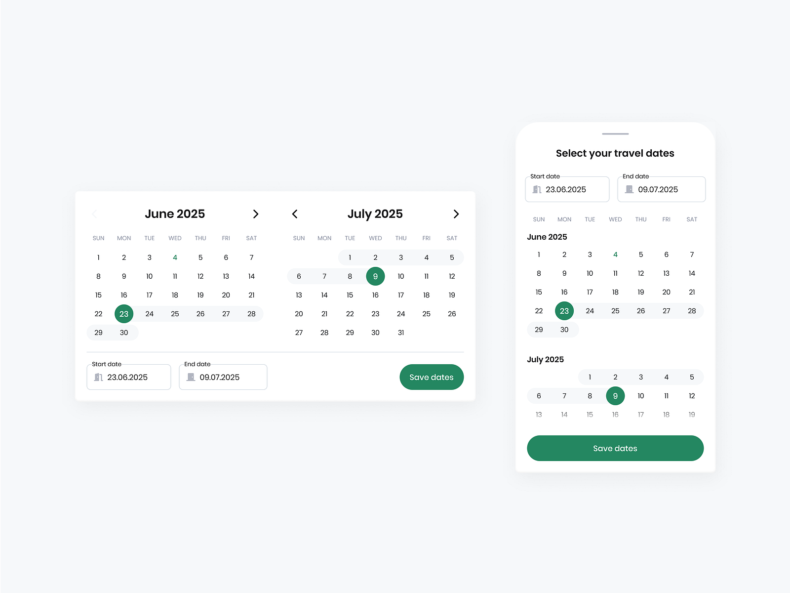 Responsive Date Picker by Zuzanna Wasielewska on Dribbble