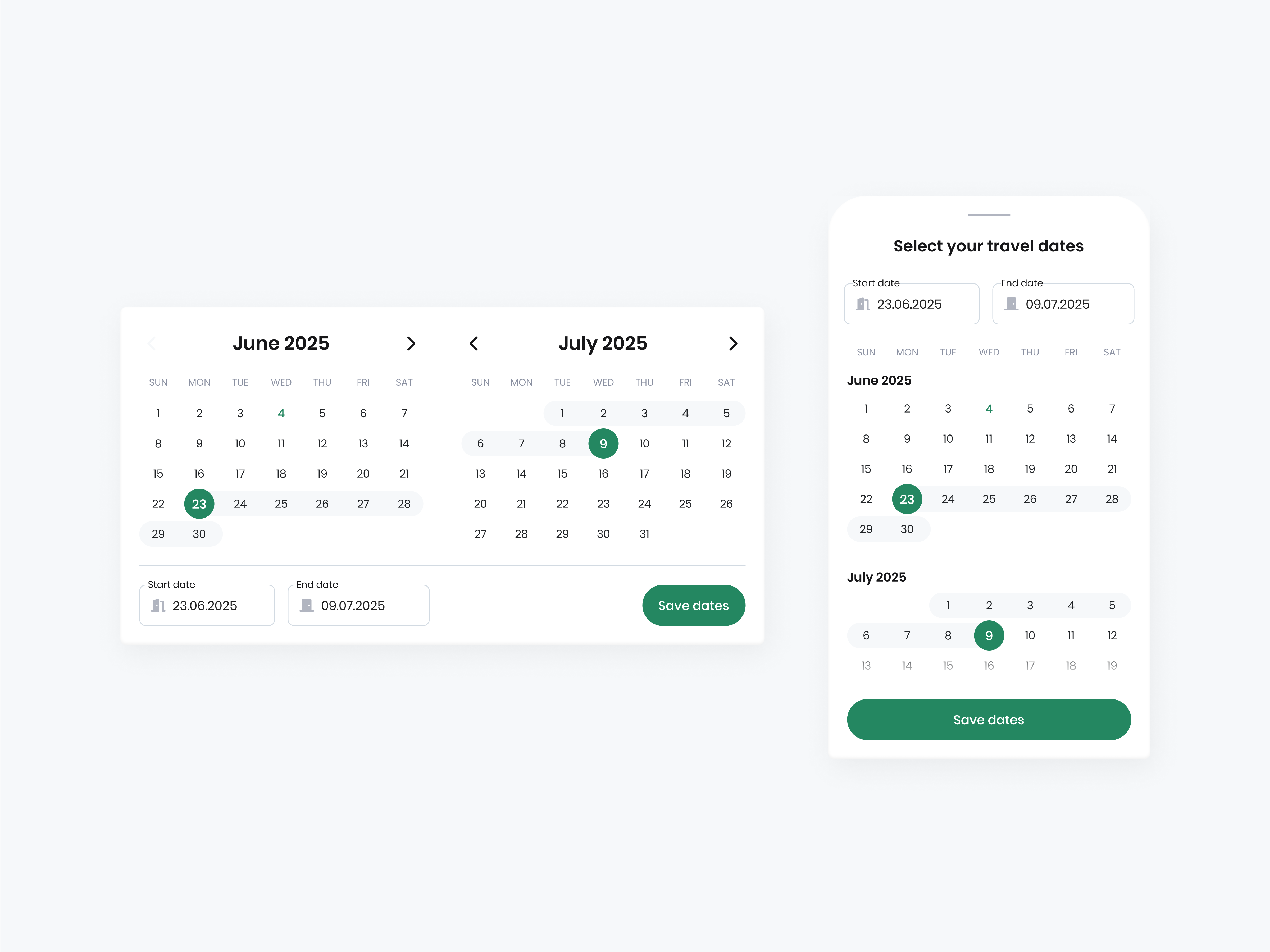 Responsive Date Picker by Zuzanna Wasielewska on Dribbble