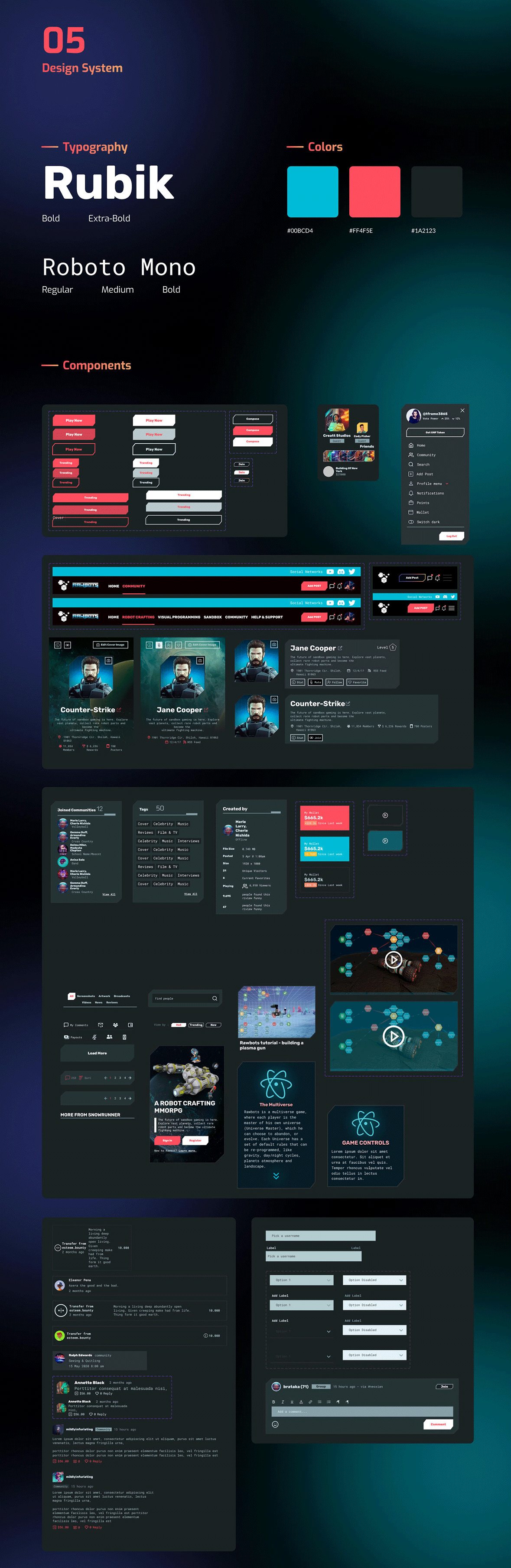 Rawbots A Robot Crafting MMORPG Game Website Community Design by Habib Ahmed on Dribbble