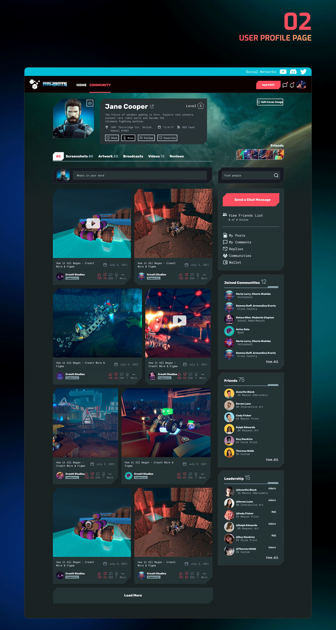 Rawbots A Robot Crafting MMORPG Game Website Community Design by Habib Ahmed on Dribbble