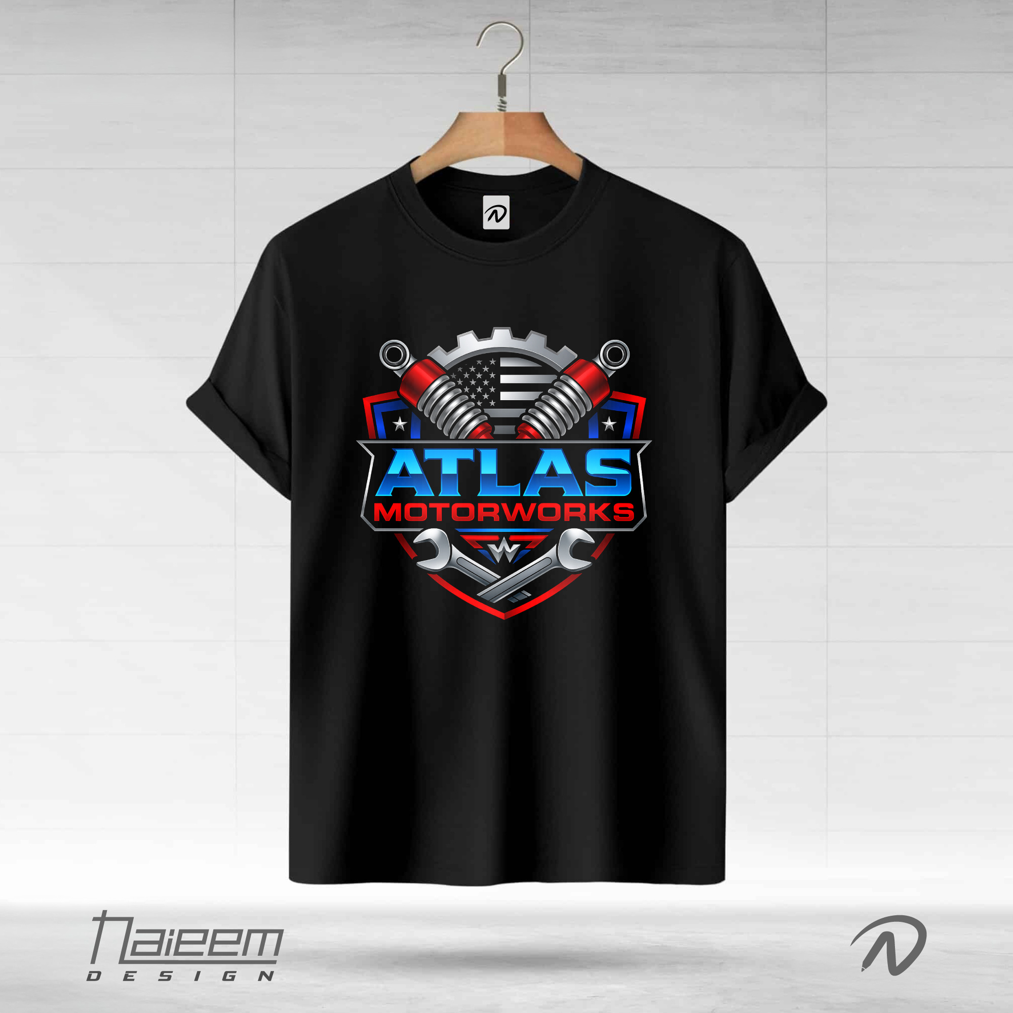 Atlas Motorworks Logo Design – Bold & Patriotic Automotive Brand by ...