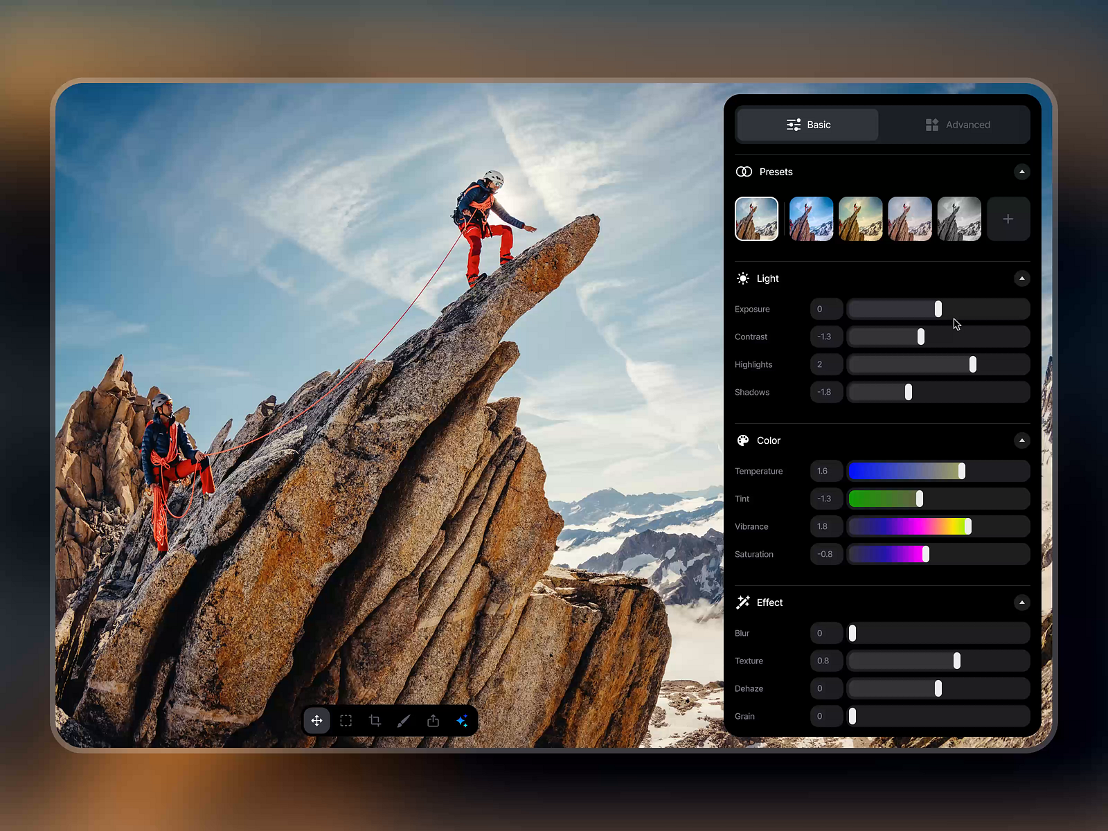 Image editing app by Cong Vo on Dribbble