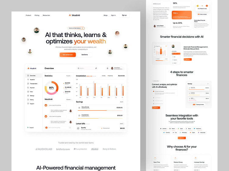 WealthAI Saas Landing page by Orix Creative on Dribbble