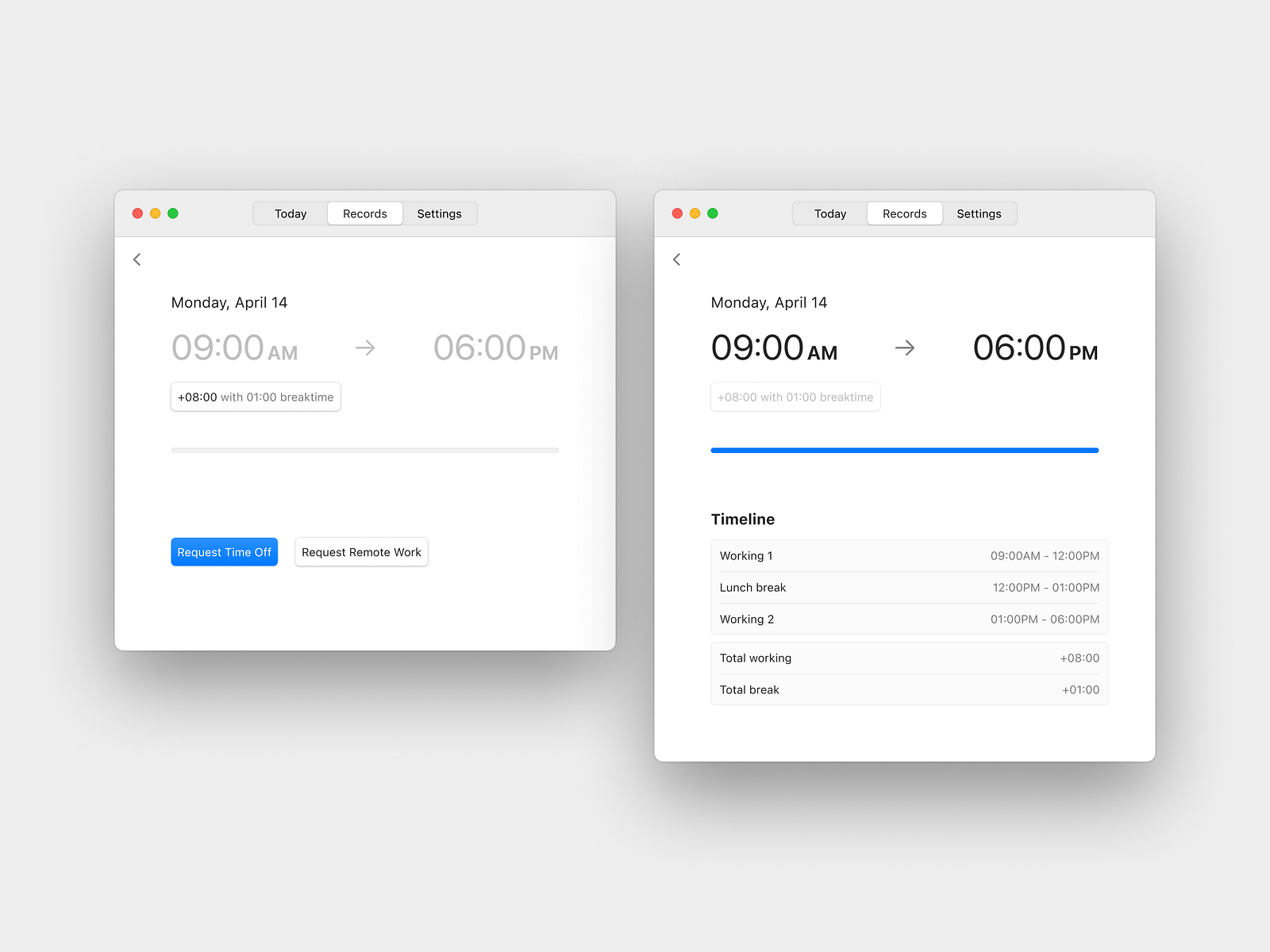 Detailed work hours by Taesik Choi on Dribbble