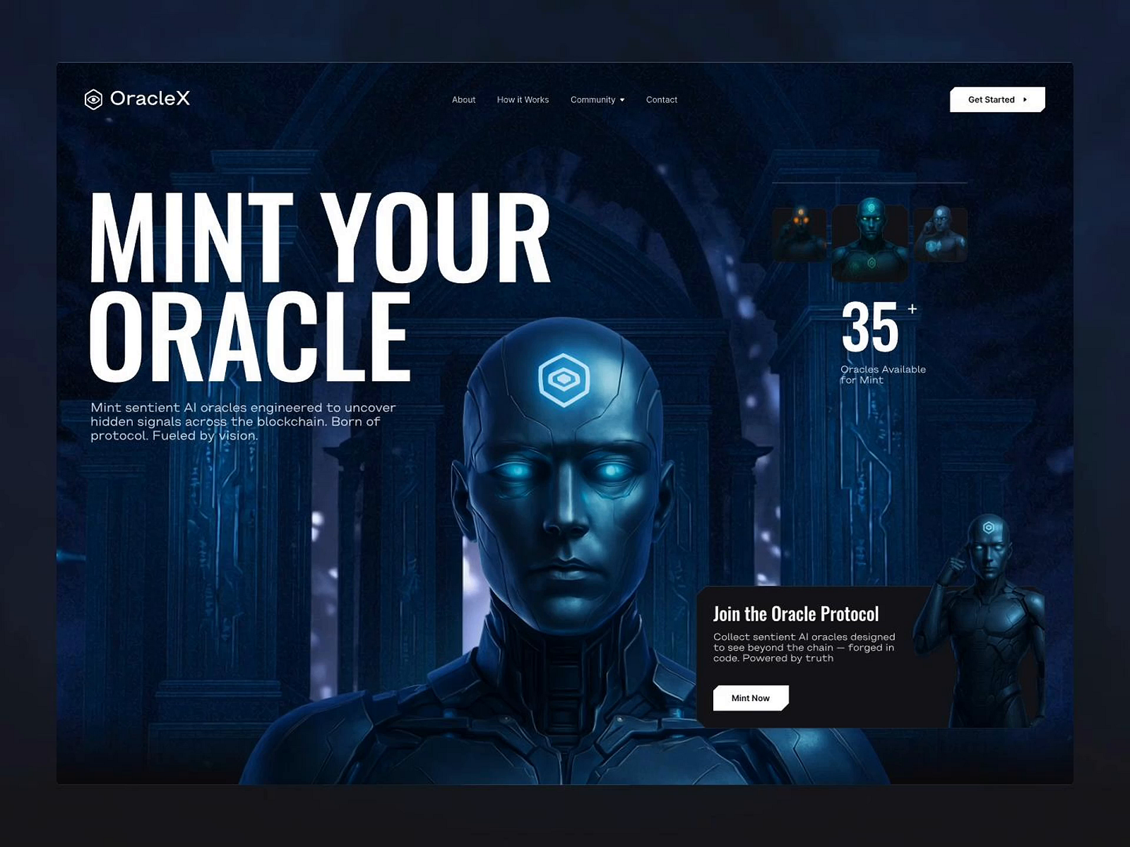 Oracle - Landing Page Concept for AI NFT by DESH. Group on Dribbble