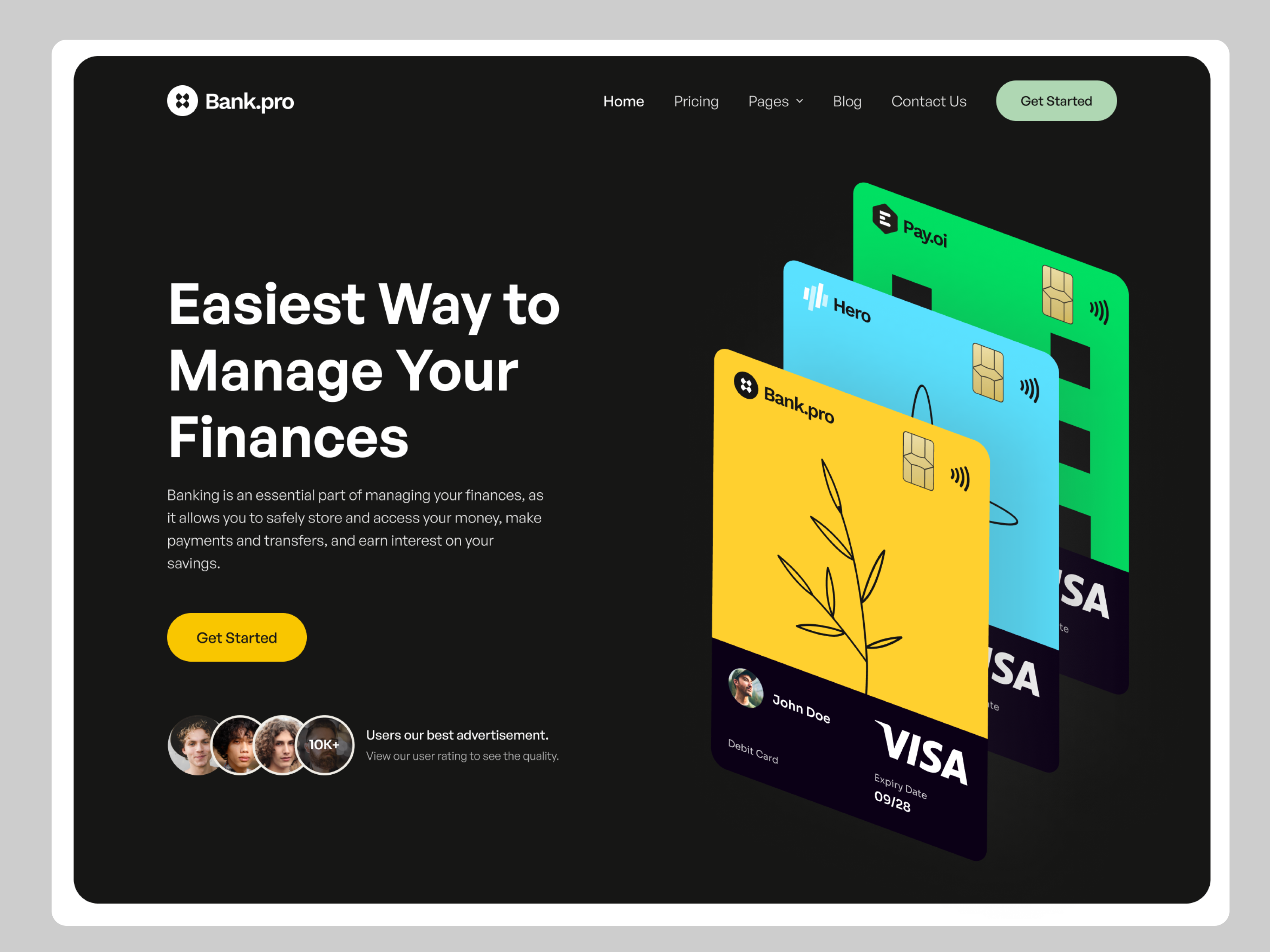 Bank.pro - Banking landing page by Mehedi Titas for UIHUT - UI UX ...