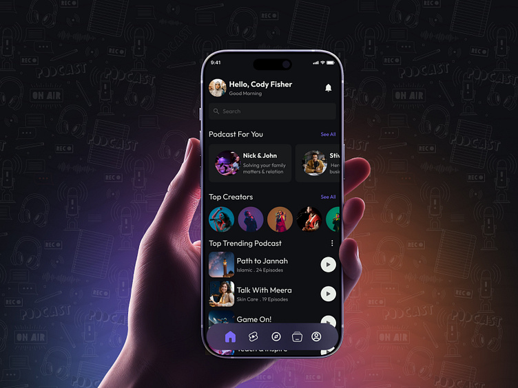 Wavify – AI Powered Podcast Mobile App UI/UX Design by IdeatedLab – Growth UX & Product Design ...