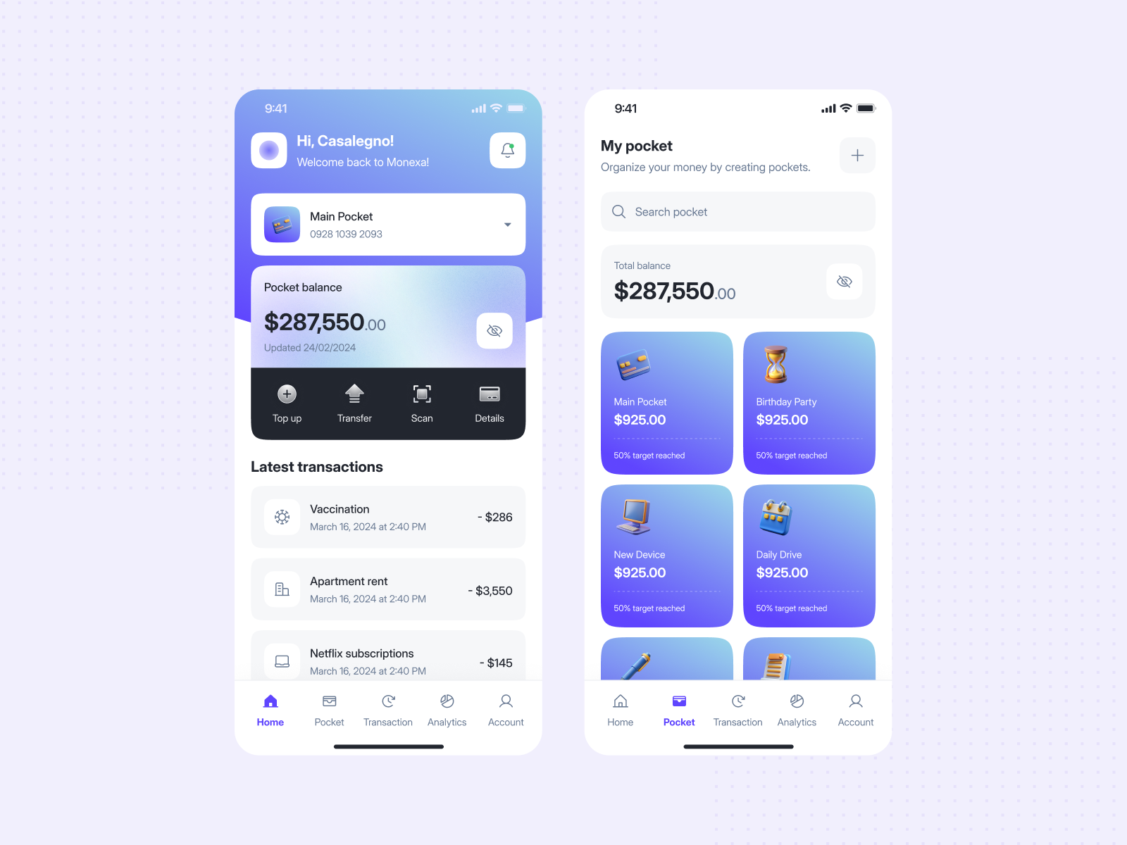 Monexa - Digital Bank App by VKTR Supply for Vektora on Dribbble