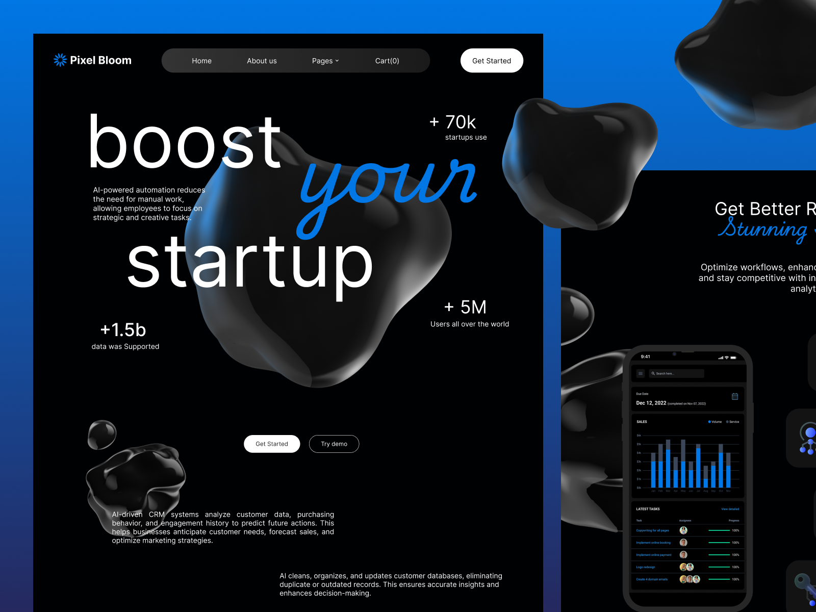 Pixel Bloom Home V1 – AI-Powered CRM Webflow Template Design 🚀 by Zafre ...