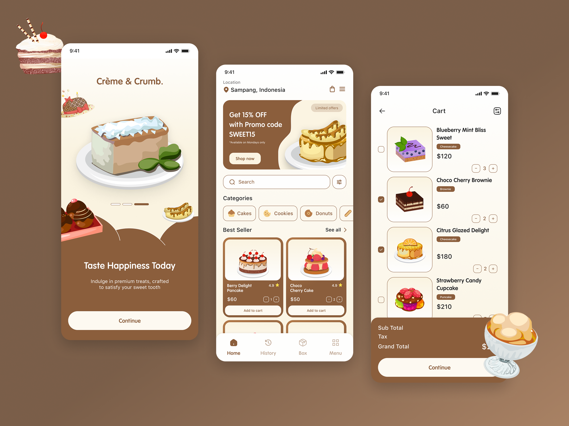 Crème & Crumb - Bakery Mobile App Design by Sabilul Muttaqin on Dribbble