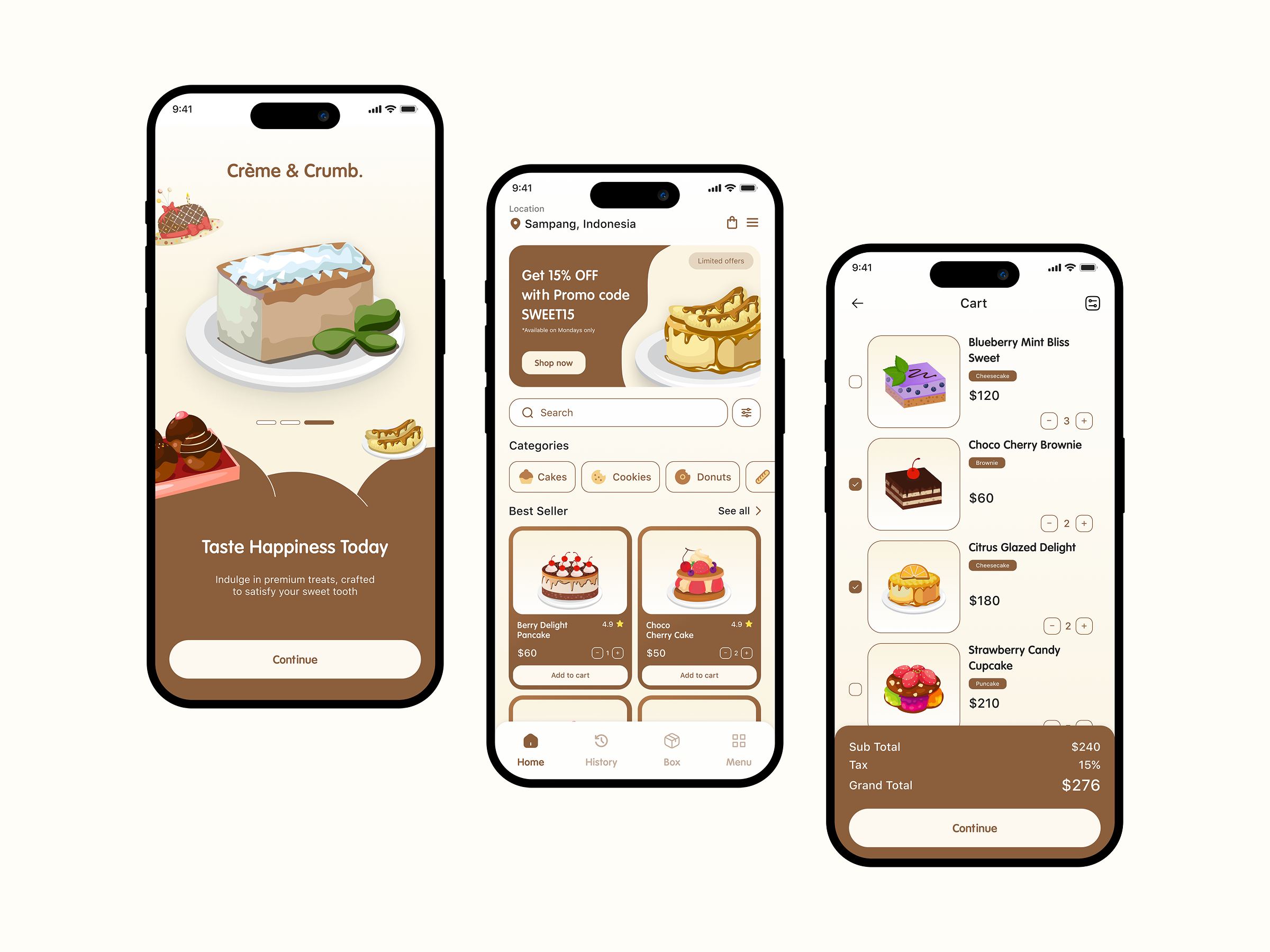 Crème & Crumb - Bakery Mobile App Design by Sabilul Muttaqin on Dribbble