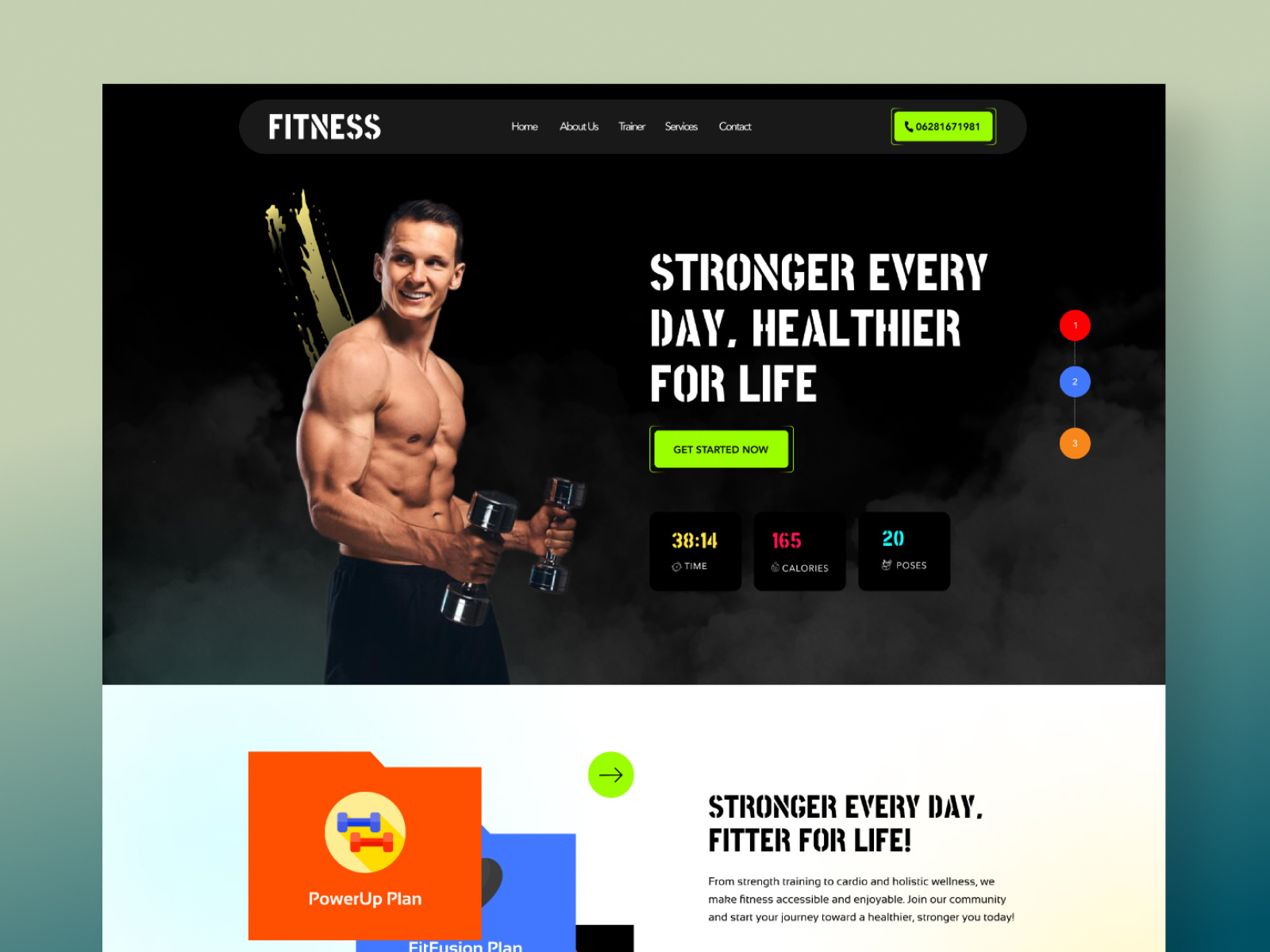 FITNESS - web page by Attractive UI on Dribbble