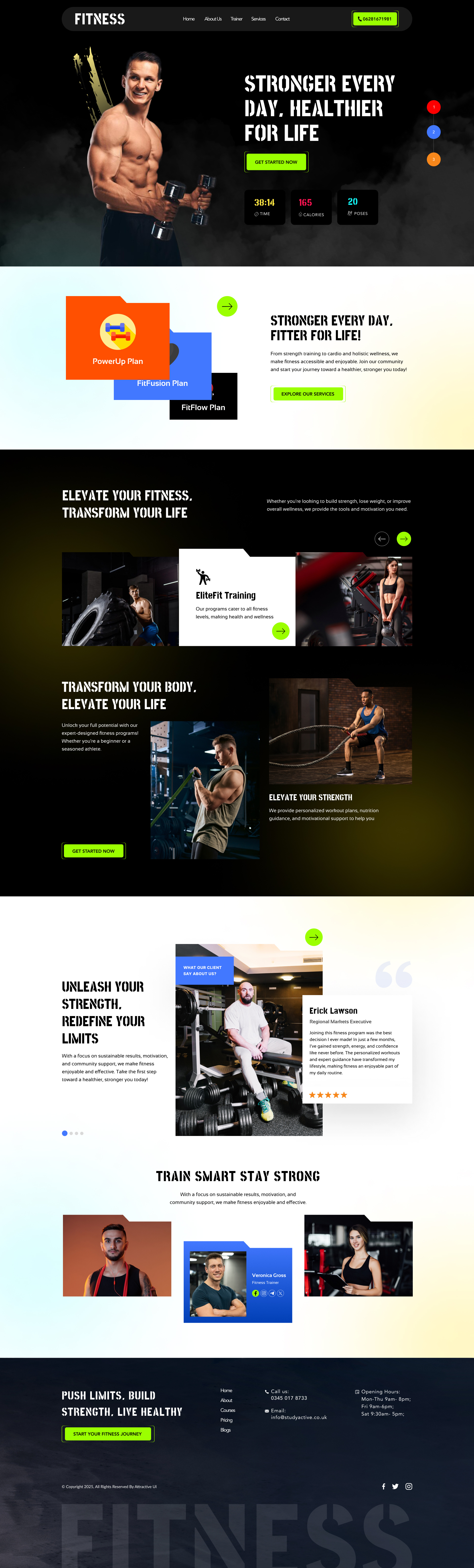 FITNESS - web page by Attractive UI on Dribbble