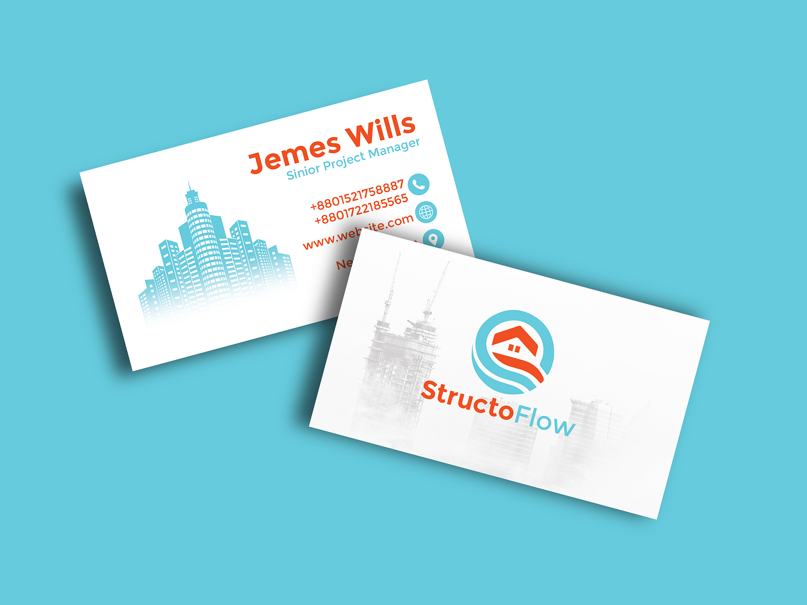 Contraction industrial builder business card design by Shimanto Das on Dribbble