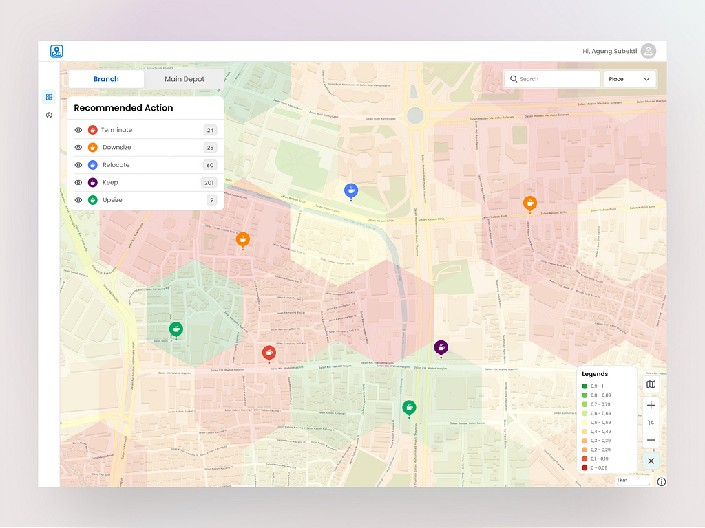 Branch Optimization Map Dashboard by Farradila on Dribbble