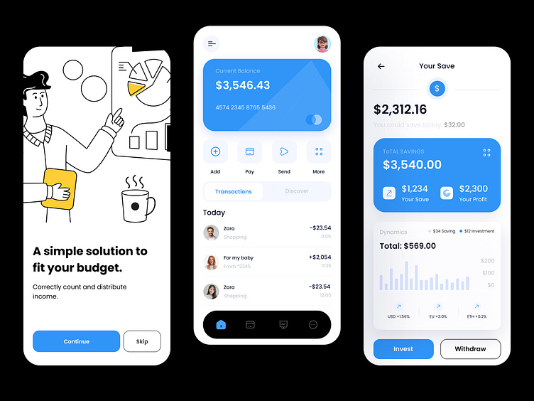 Finance service - Mobile app by Antora Yeasmin (Nataliya) on Dribbble