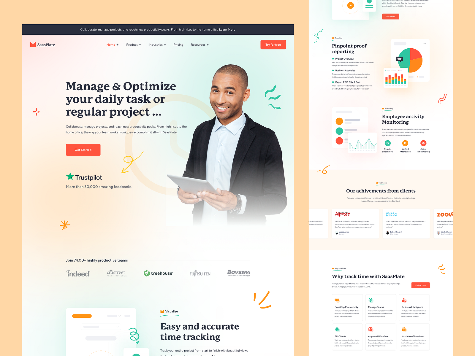 Time Tracker Software SAAS Landing Page by Devignedge UI/UX for ...