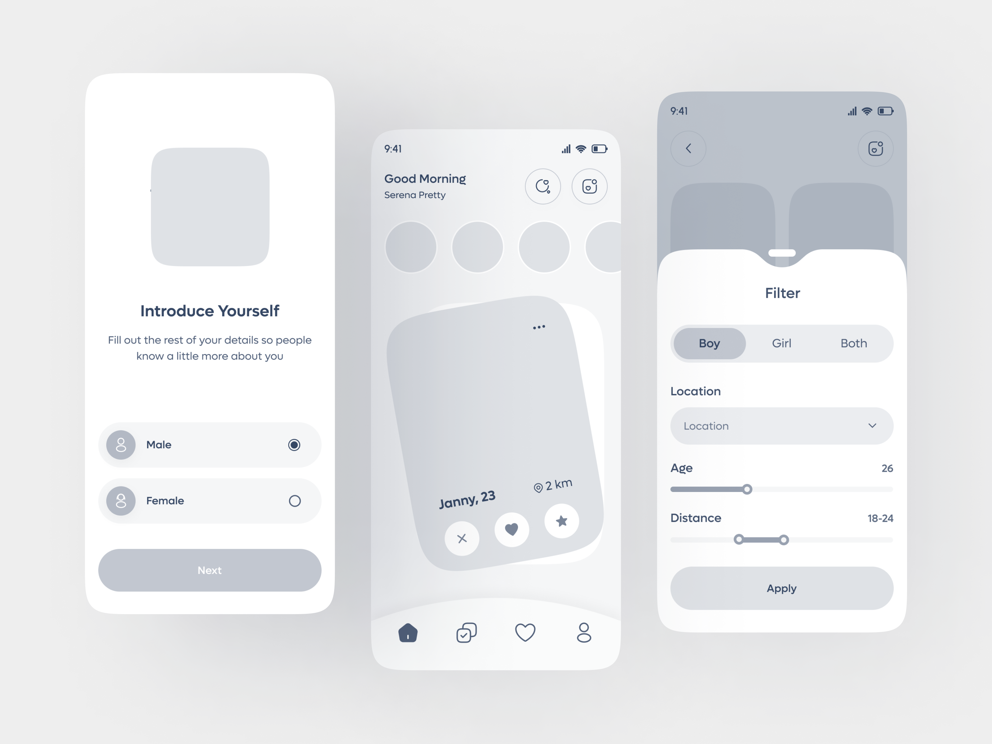 Dating Mobile App - Gender selection, Home & Filter Screens by Sudarsan ...