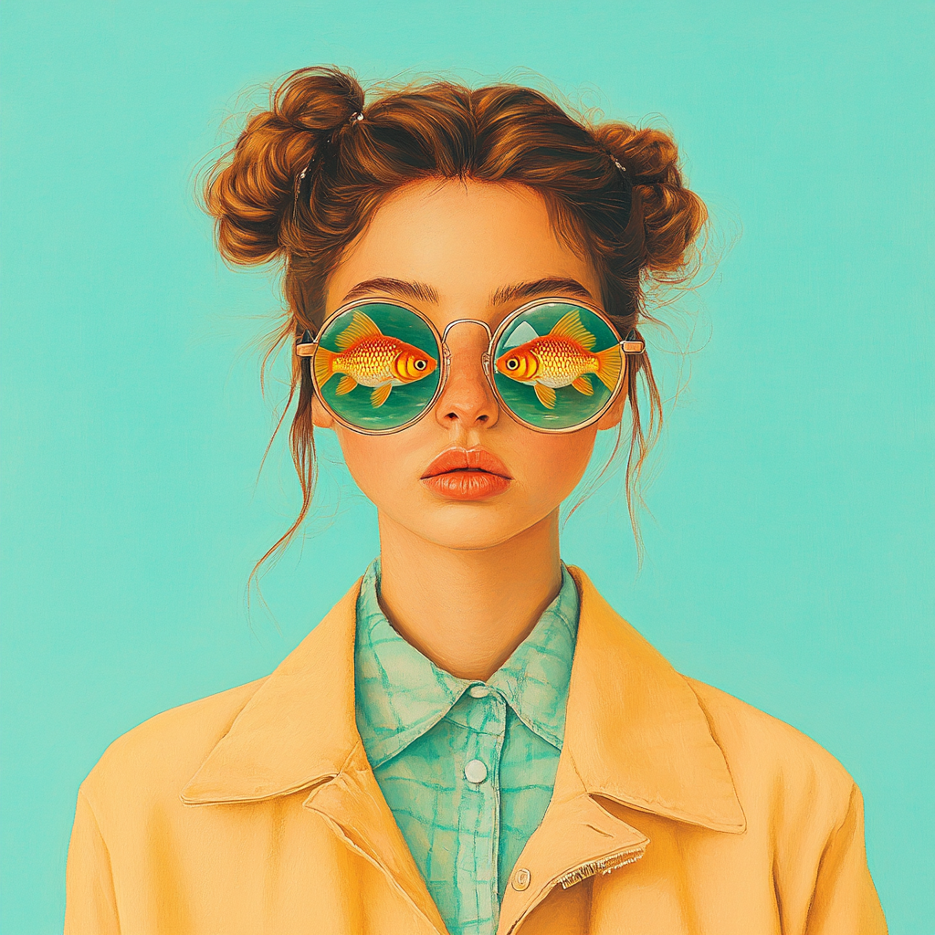 Sunkissed Vision – Dreamy Girl with Goldfish Glasses by Daria on Dribbble