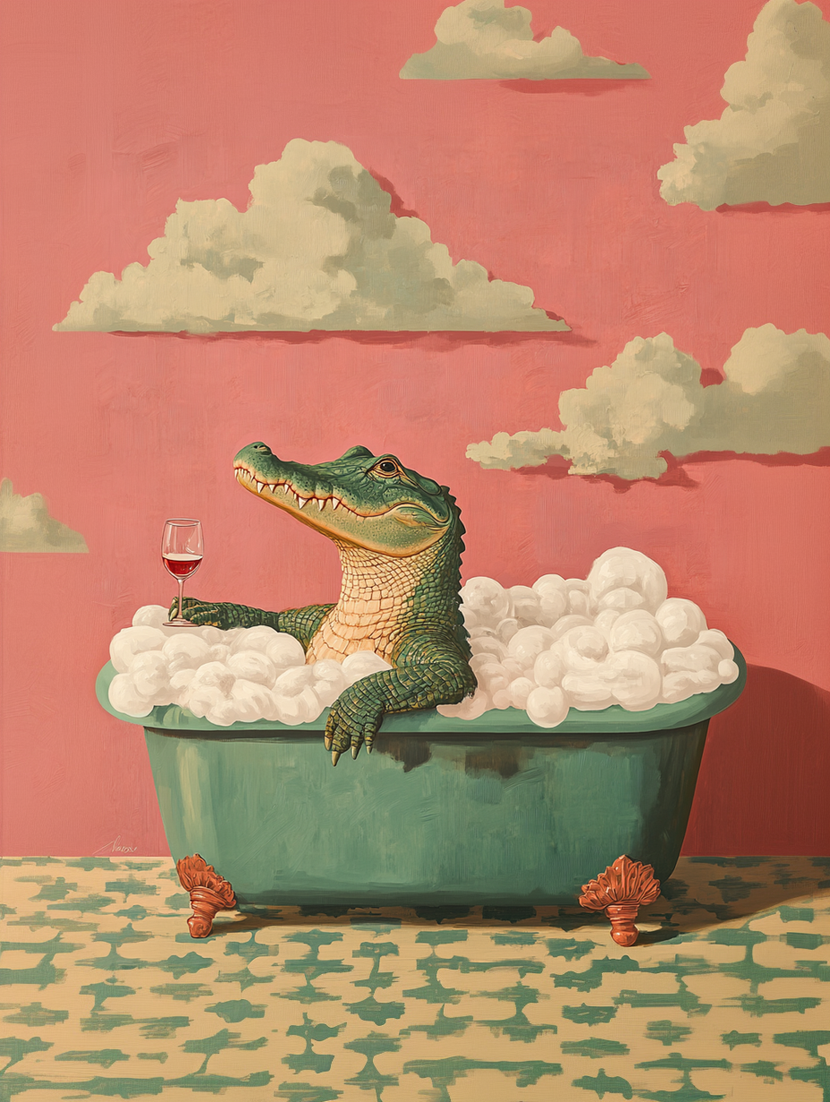 Croc Chill – Alligator in a Bubble Bath by Daria on Dribbble