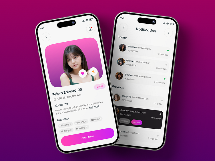Dating App – Notification & Profile View UI by Sudarsan Roy for Kites ...