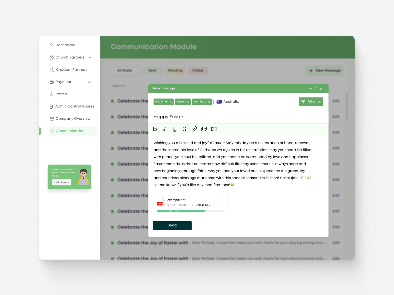 Dashboard bulk emailing feature by Fadeni Michael on Dribbble