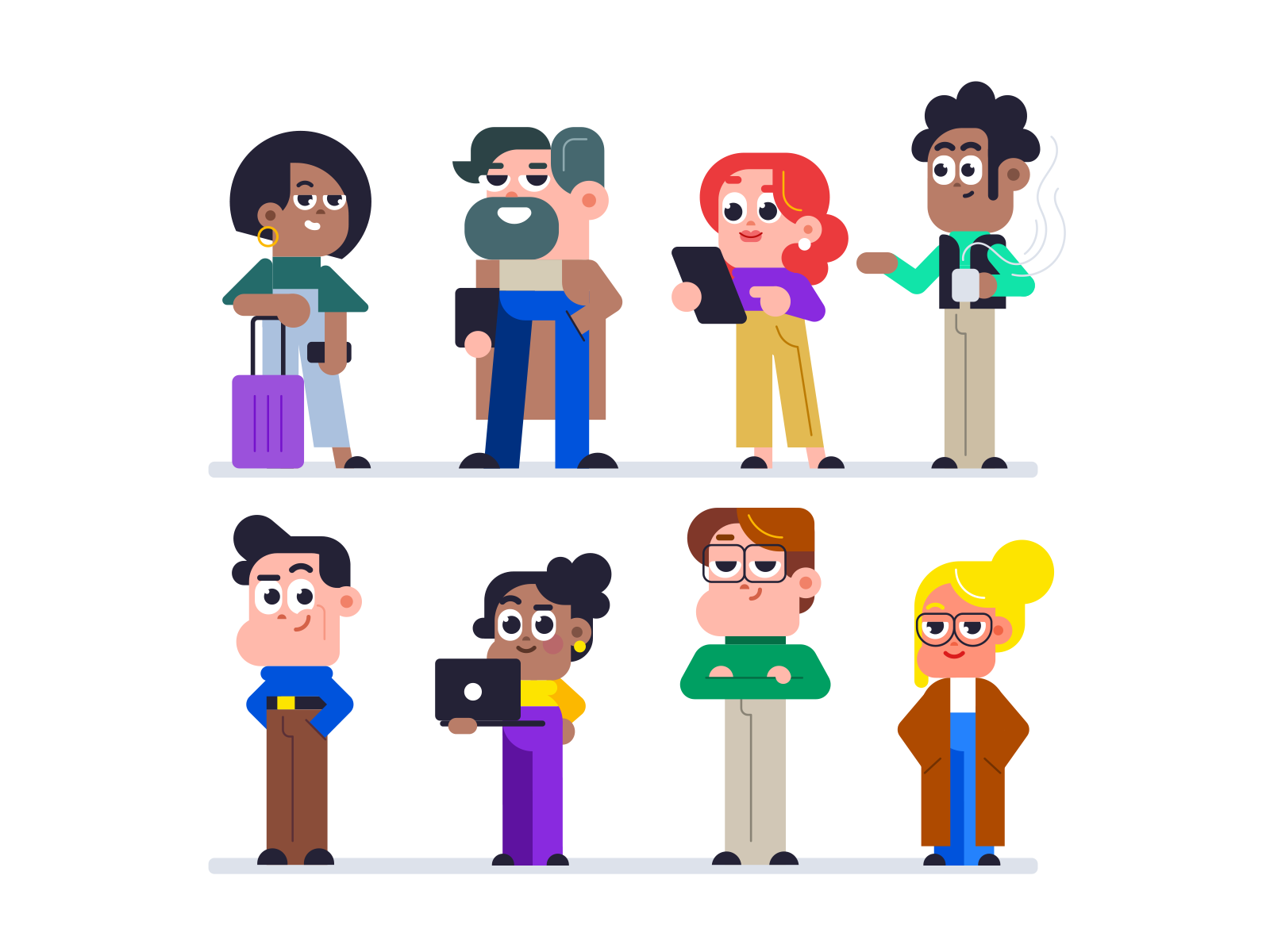 2d flat character design avatars, friendly vector illustrations by Mark ...