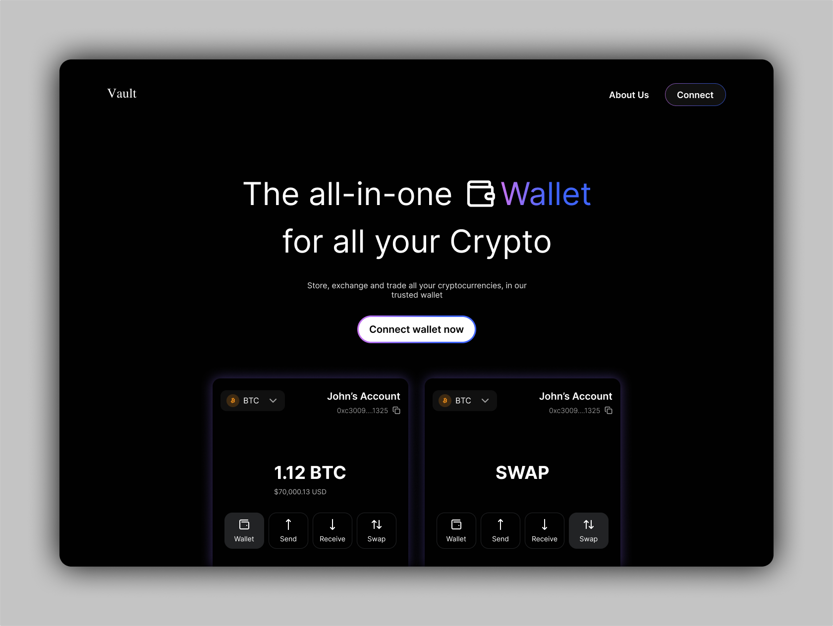 Vault Crypto Wallet landing page by Chirayu Rana on Dribbble