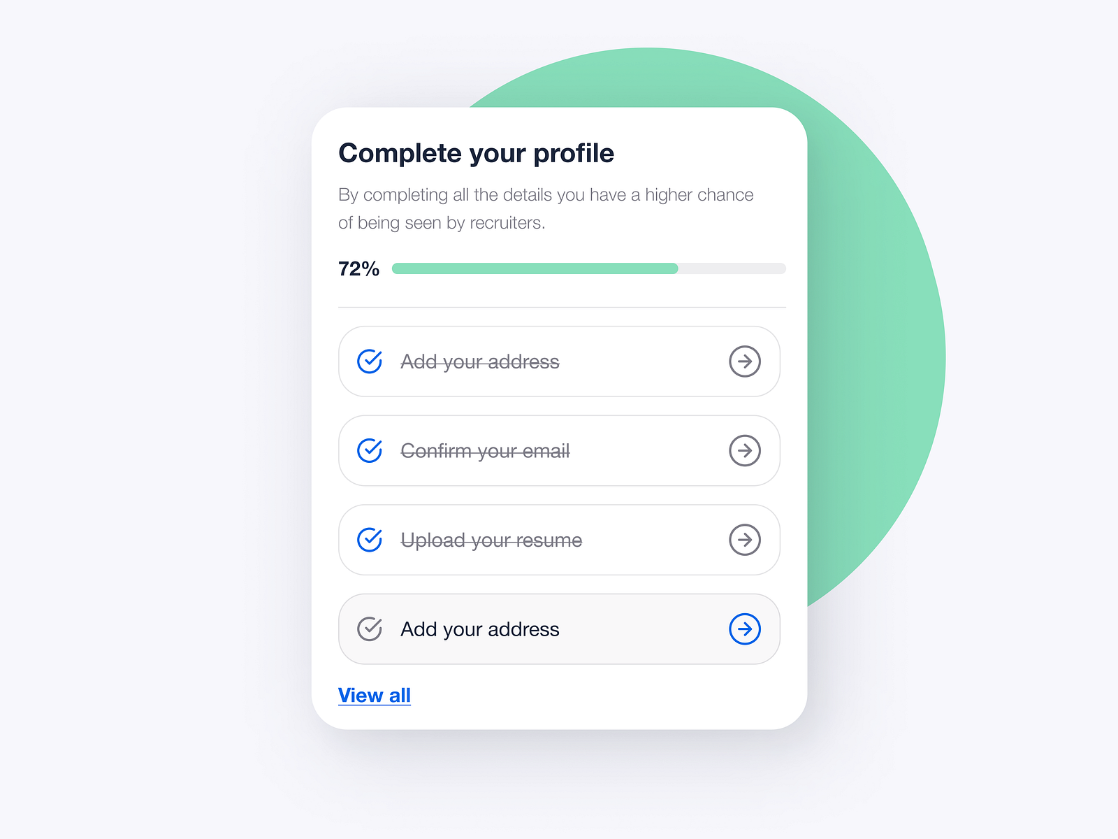 Profile Checklist by Delia Adriana Tanase on Dribbble