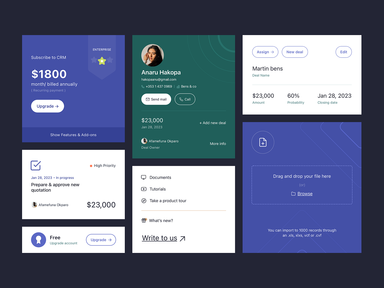 CRM - UI Elements by Sudhan Venkadesh on Dribbble