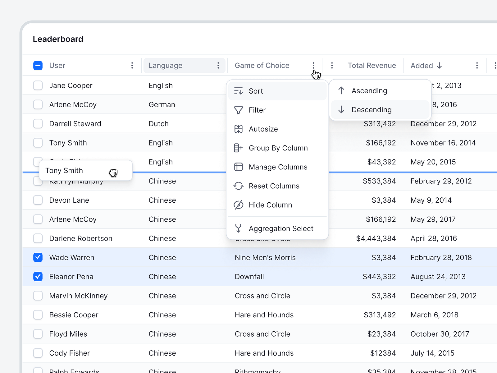 React Datagrid for Saas web apps and dashboards by Virgil Pana on Dribbble
