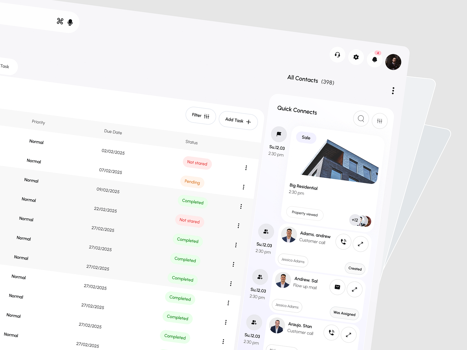 Real Estate CRM Dashboard-Task list by UI Azmir Sheikh on Dribbble