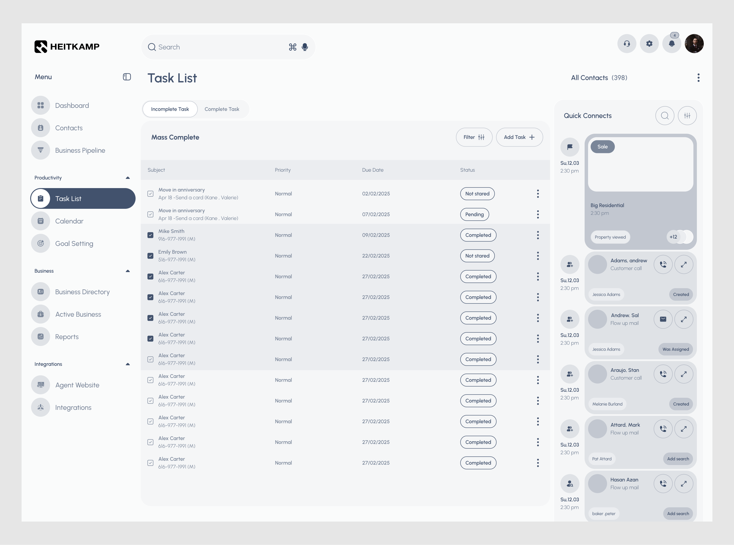 Real Estate CRM Dashboard-Task list by Azmir Sheikh on Dribbble