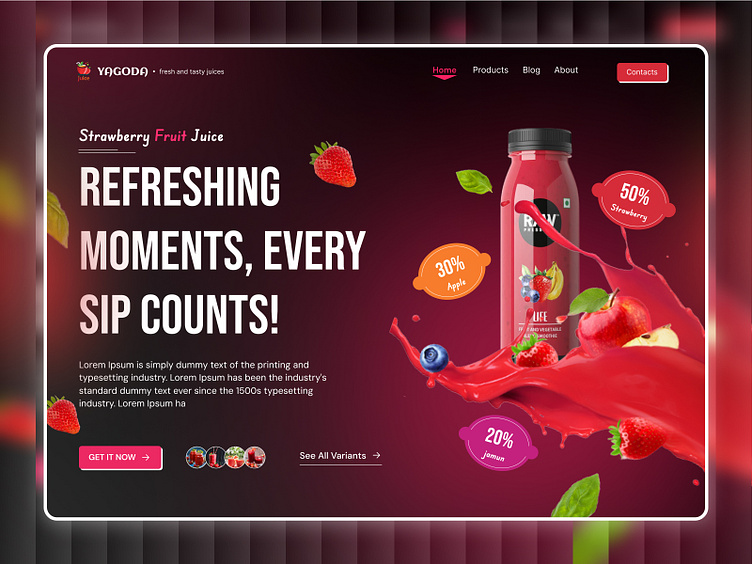 Fruit Juice Landing Page Hero Section UIUX Design by Expert Squad on Dribbble